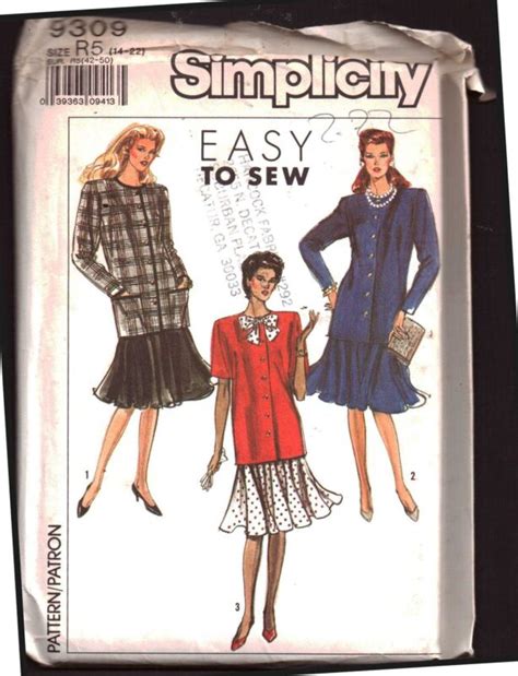 Simplicity 9309 Skirt Top Two Piece Dress Size R5 14 22 Uncut Sewing