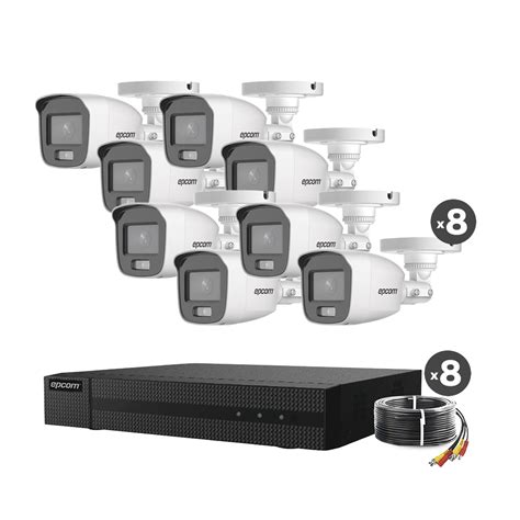 B8 Kit8 Cv A Kit Turbohd 1080p Dvr 8 Canales 8 Cámaras Bala Colorvu Con Microfono