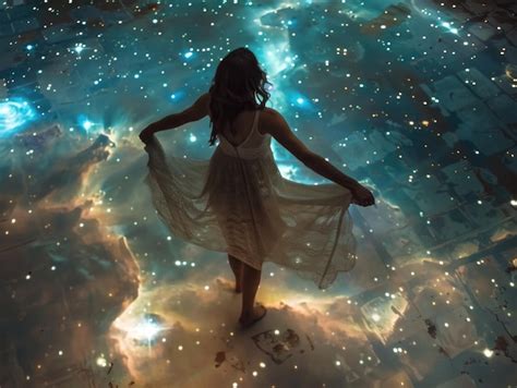 Woman Floating In Sky Premium AI Generated Image