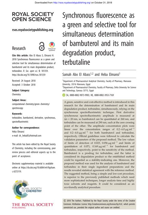 Pdf Synchronous Fluorescence As A Green And Selective Tool For Simultaneous Determination Of