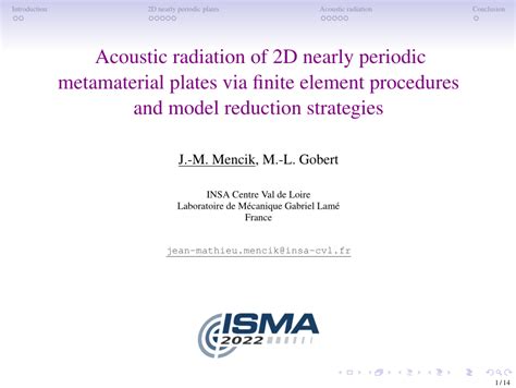 Pdf Acoustic Radiation Of 2d Nearly Periodic Metamaterial Plates Via
