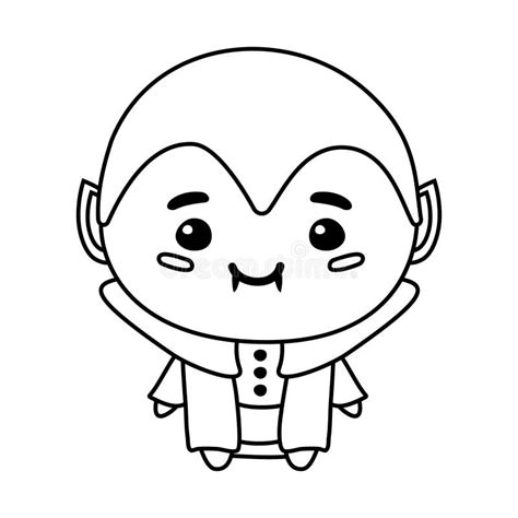 Vector Flat Hand Drawn Outline Cute Vampire Stock Vector Illustration