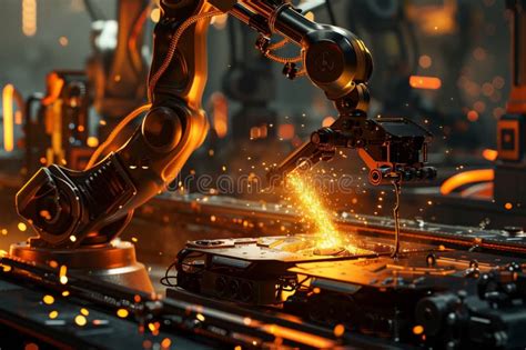 Robotic Arms At Work In An Automated Production Line Stock Illustration Illustration Of