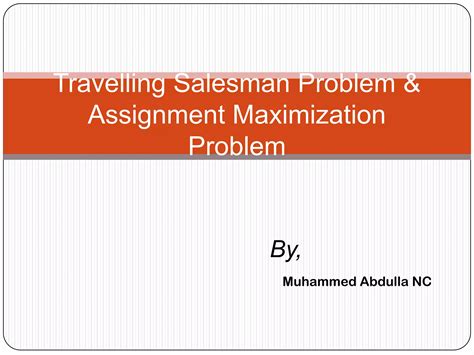 Travelling Salesman Problem Operation Research Pptx Automotive