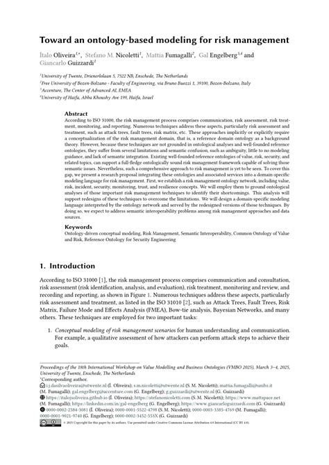Pdf Toward An Ontology Based Modeling For Risk Management