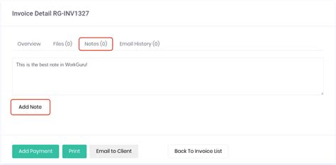 adding notes to invoices in workguru workguru support portal