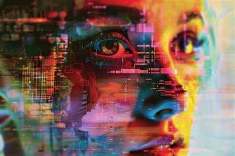 Digital Glitch Art Vibrant Colors Dynamic Patterns Modern Aesthetic