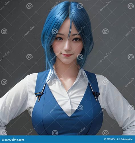 Portrait Of Beautiful Asian Woman With Blue Hair Stock Illustration Illustration Of Fashion