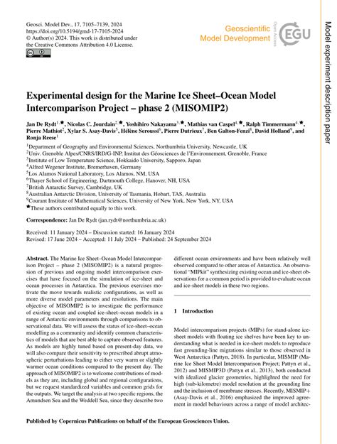 Pdf Experimental Design For The Marine Ice Sheetocean Model