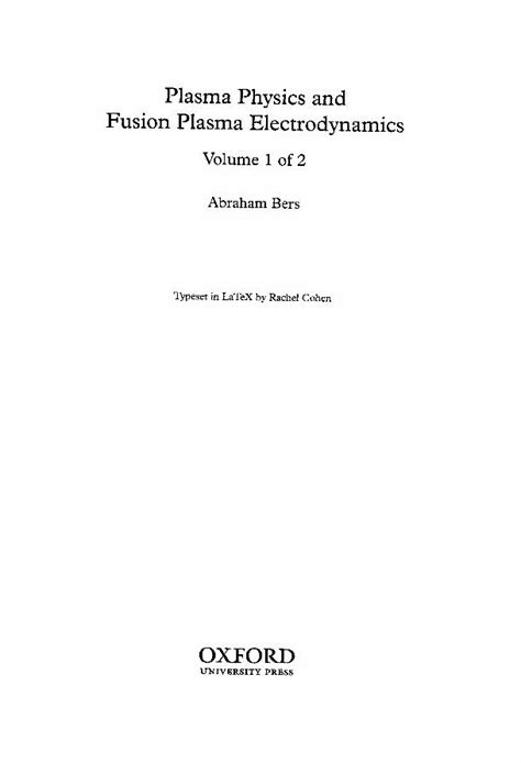 Pdf Plasma Physics And Fusionplasma Electrodynamics Dokumentips