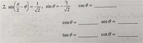 Solved Sin Pi 2 Theta 1 Squareroot 2 Sin Theta