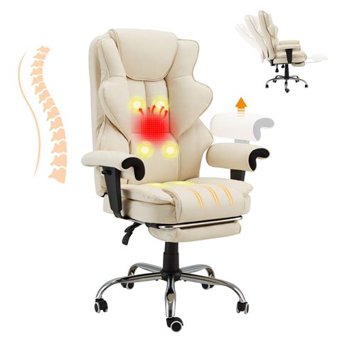 Homrest 6 Point Massage Heat Ergonomic Reclining Office Chair With Foo