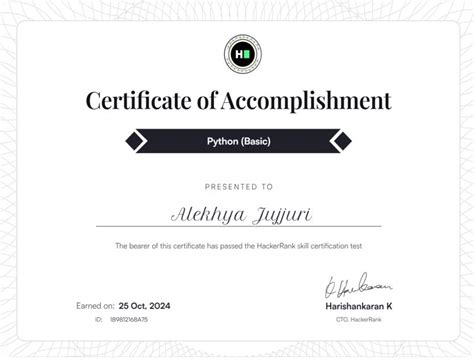 Alekhya Jujjuri On Linkedin Python Programming Certification