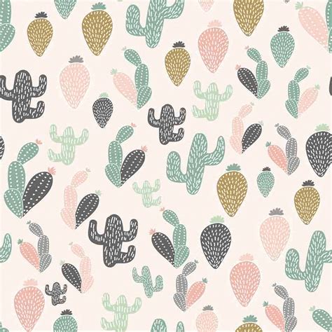 Download Cute Pastel Cactus Pattern Wall Art Wallpaper
