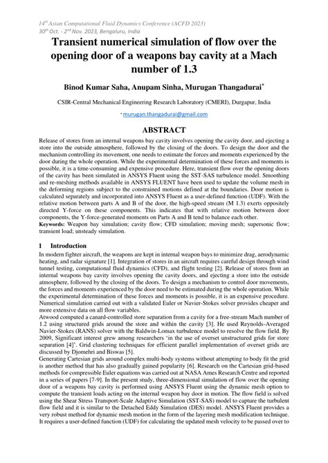 Pdf Transient Numerical Simulation Of Flow Over The Opening Door Of A