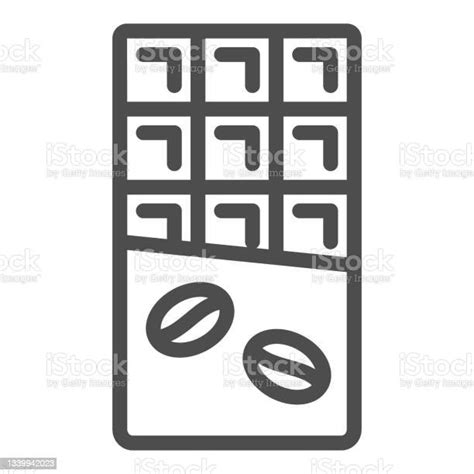 래퍼 라인 아이콘에 코프 콩초콜릿 바 과자 개념 흰색 배경에 초콜릿 바 벡터 기호 모바일 개념 및 웹 디자인을위한 개요 스타일 아이콘 벡터 그래픽 10에 대한 스톡 벡터