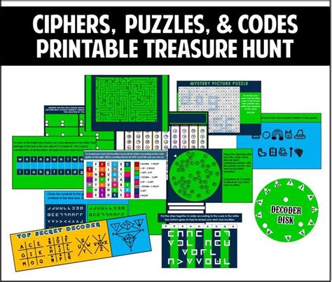 Treasure Hunt Cipher Game Editable Clue Locations Printable Clue