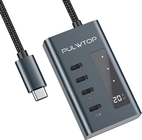 Pulwtop Usb C Hub For Laptop 4 In 1 10gbps Usb C To Usb C Hub Support Data