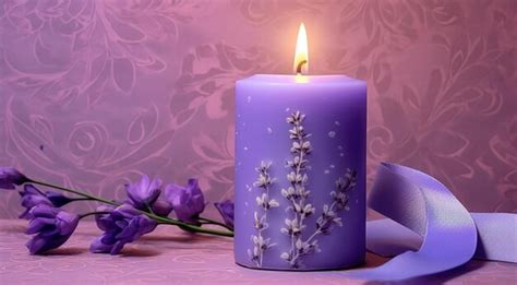 Premium Ai Image Lavender Colored Lavender Candle