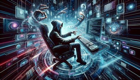 Premium Ai Image Cybernetic Interface Futuristic Hacker With Holographic Displays
