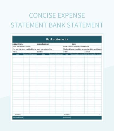 Free Bank Statements Templates For Google Sheets And Microsoft Excel Slidesdocs