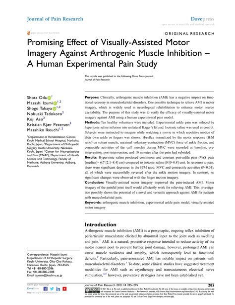 Pdf Promising Effect Of Visually Assisted Motor Imagery Against