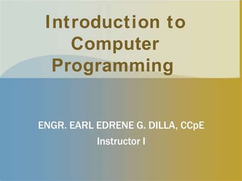 Introduction To Computer Programming Ppt