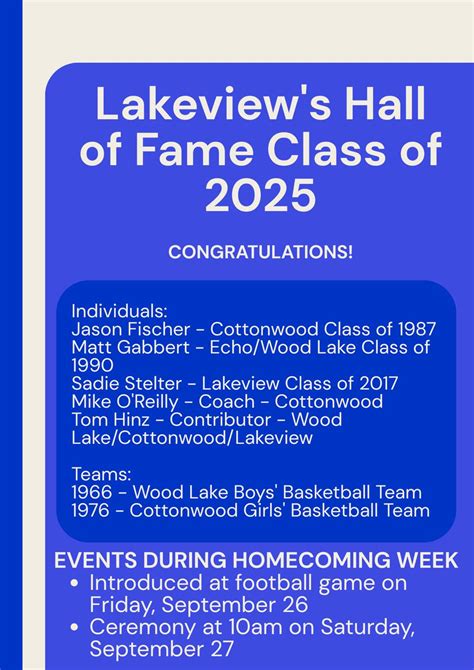 Lakeview Laker Nation Here Is Your Hall Of Fame Class Of 2025 🎉 The