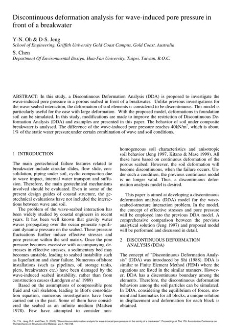 Pdf Discontinuous Deformation Analysis For Wave Induced Pore Pressure