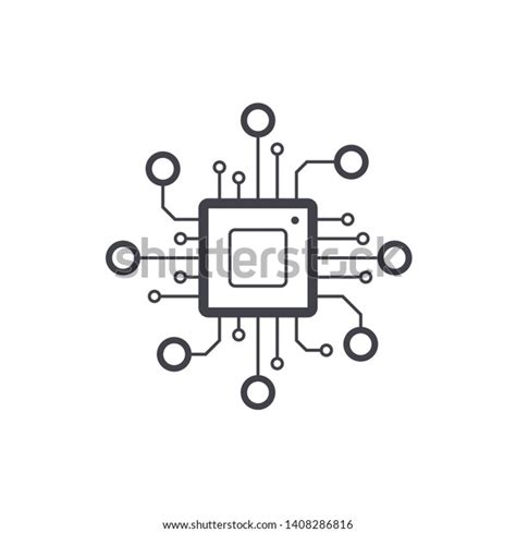 Chip Isolated Minimal Icon Processor Line Stock Vector Royalty Free