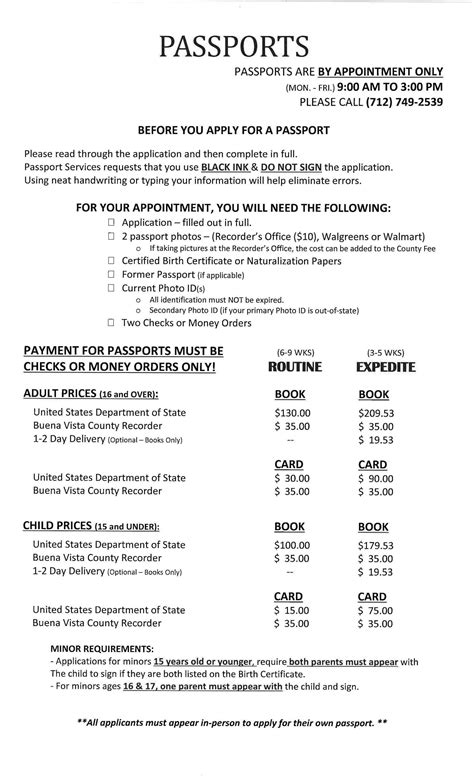 Passport Sheet Buena Vista County