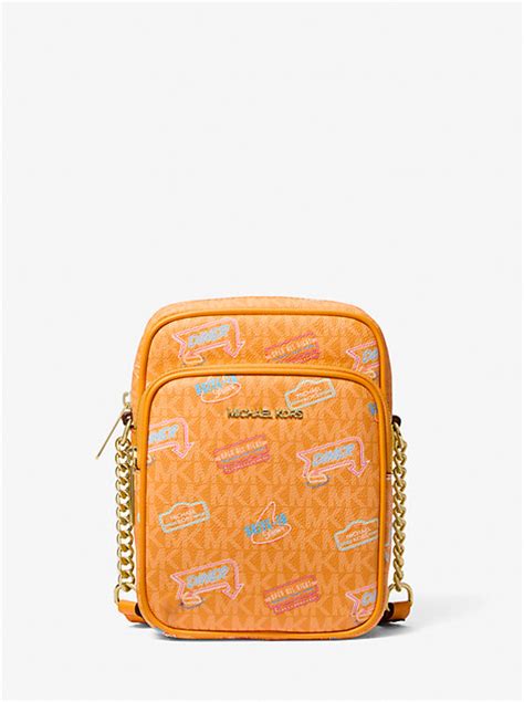 Jet Set Medium Embellished Signature Logo Crossbody Bag In Pop Orange Sale Michael Kors Us