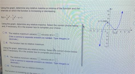 Solved Using The Graph Determine Any Relative Maxima Or