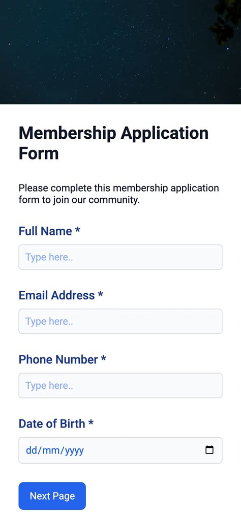 Job Application Form Template