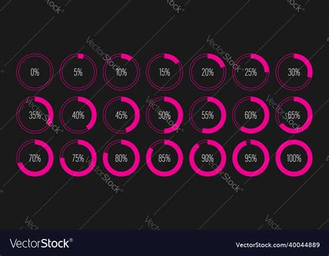 Set Of Circle Percentage Progress Bar Diagrams Vector Image