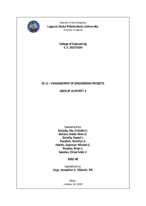 Group 1 Activity 3 Republic Of The Philippines Laguna State Polytechnic University Province Of