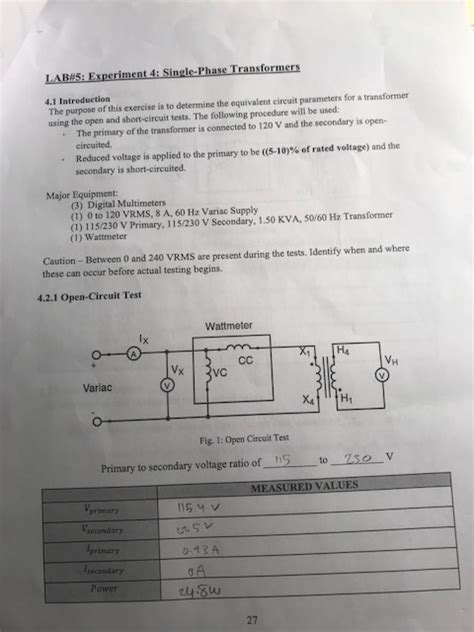 solved lab 5 experiment 4 single phase transformers 4 1