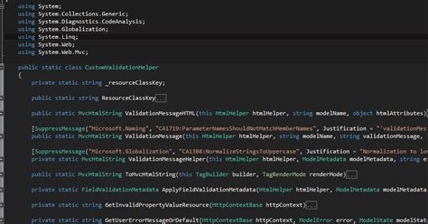 asp mvc mostrar mensajes de validación de controles en html