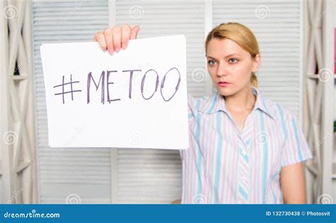 Lady Secretary Sexual Attention To Colleague Woman Showing A Note With The Text Me Too Abusive