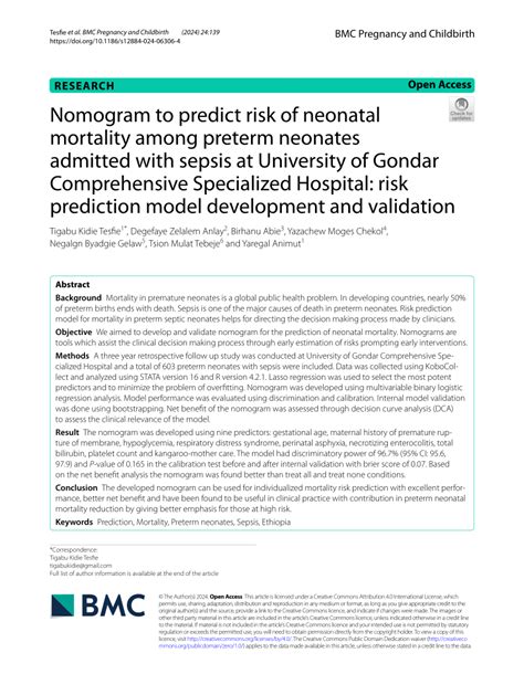 Pdf Predictive Modeling For Estimation Of Neonatal Mortality Risk