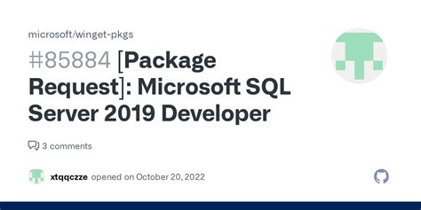 Package Request Microsoft Sql Server 2019 Developer · Issue 85884 · Microsoftwinget Pkgs