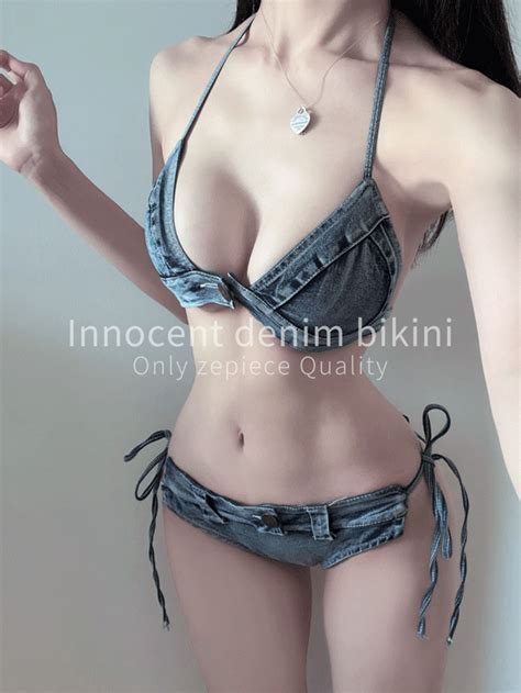 [당일👙ver 2] 청순 섹시 워싱 홀터넥 데님 비키니 3size 에이블리
