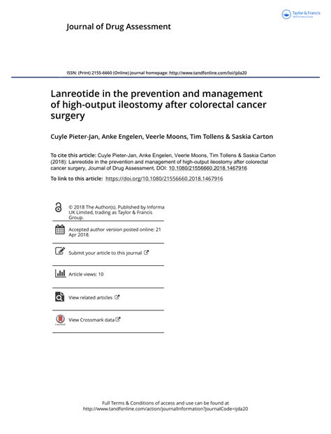 Pdf Lanreotide In The Prevention And Management Of High Output
