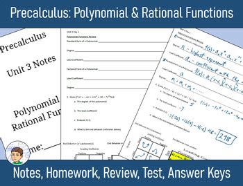 Precalculus Unit 3 Polynomial Rational Notes HW Review Test Answers