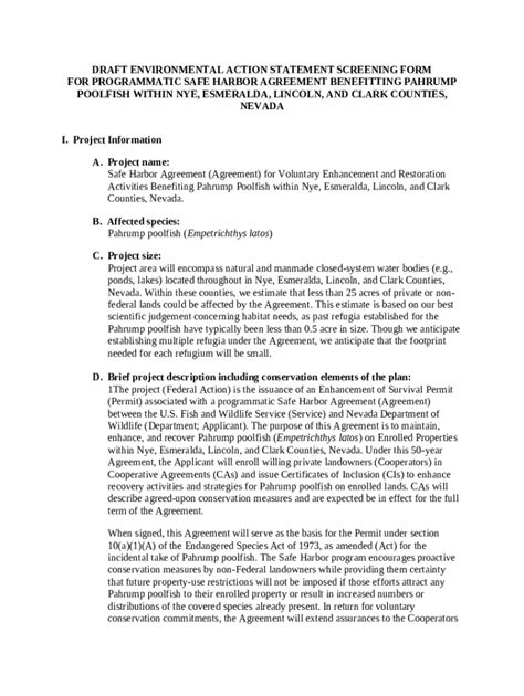Draft Environmental Action Statement Screening Doc Template Pdffiller