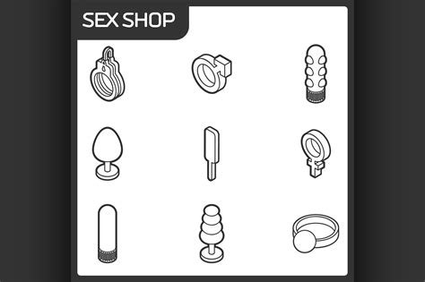 Sex Shop Outline Isometric Icons By Netkoff TheHungryJPEG