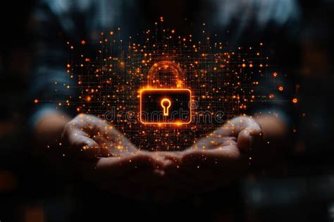 Hand Holding Digital Padlock And Data Security Icon Cyber Security Attack Concept Stock