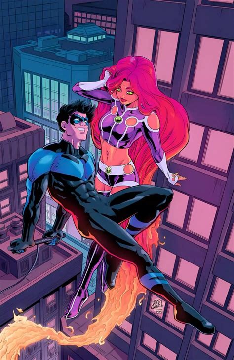 Nightwing And Starfire Nightwing Nightwing And Starfire Dc Comics Art