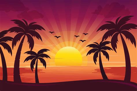 Vector Graphics For Everyone Paysage Coucher De Soleil Fond De