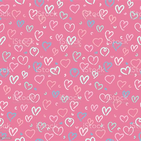손 그려진된 작은 마음 완벽 한 패턴입니다 귀여운 핸드 브러쉬 그린 핑크 바탕에 보라색 빨간색 파란색 녹색 심장 모양 결혼식에 대한 스톡 벡터 아트 및 기타 이미지 Istock